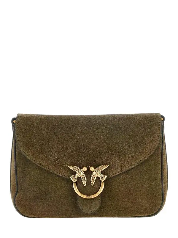 Pinko Mini Love Bag Satchel Crossbody Bag In Suede - Green