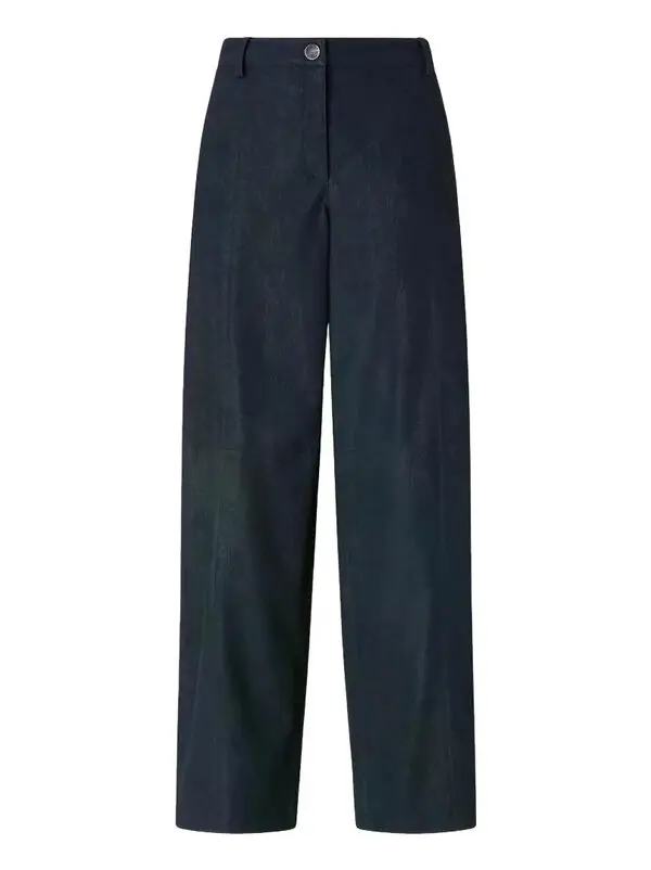 Pinko Straight-fit Nubuck-leather-effect Trousers - Blue