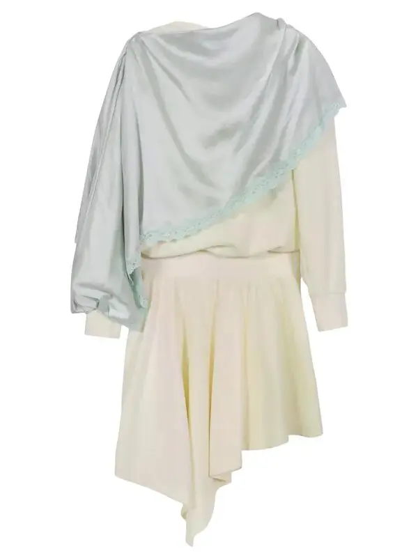 Sandy Liang Tulsa Asymmetric Mini Dress - Neutrals