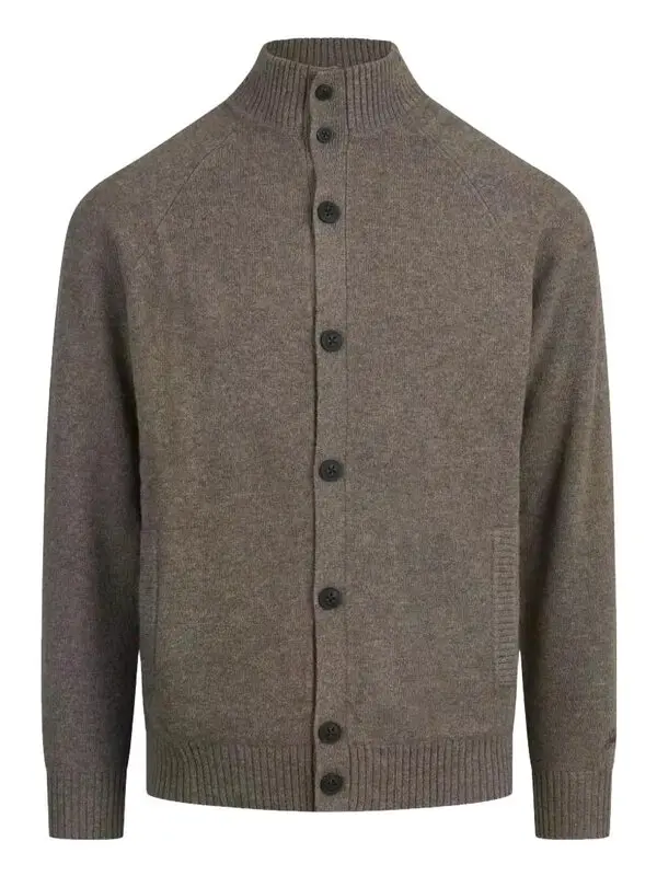 MC2 SAINT BARTH Beige Galway Lambswool Cardigan With High Collar - Brown