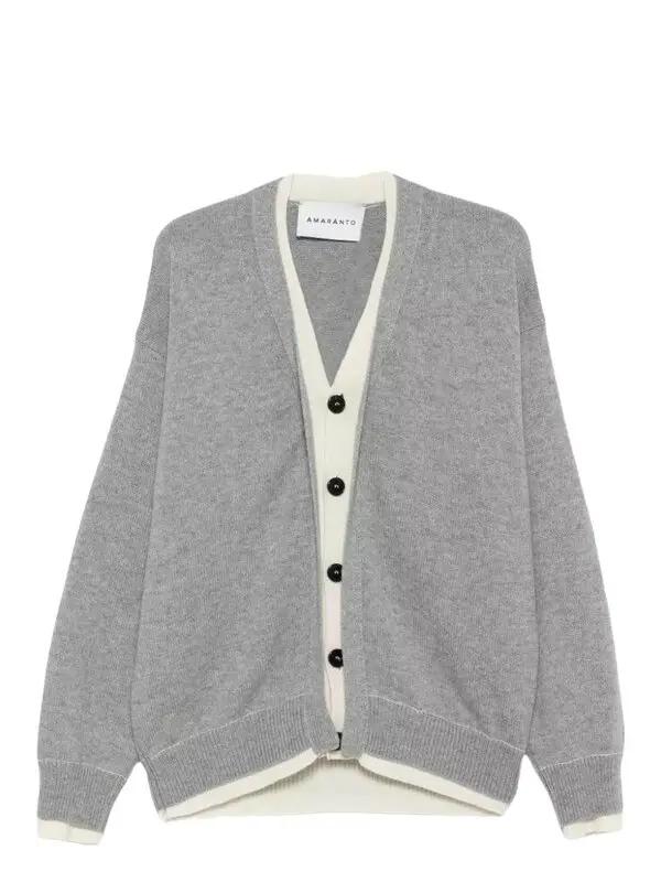 AMARANTO Layered-effect Knit Cardigan - Grey