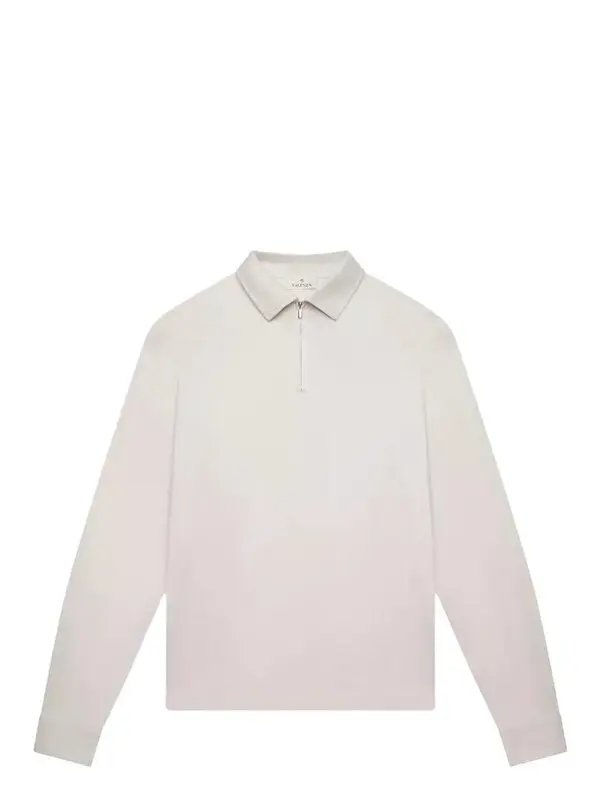 VALENZA Zip-collar Long-sleeve Polo Shirt - Neutrals