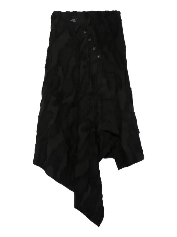Masnada Asymmetric Frayed-effect Midi Skirt - Black