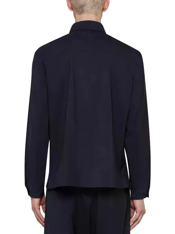 LANEUS Boxy-fit Pocket-detail Shirt - Blue