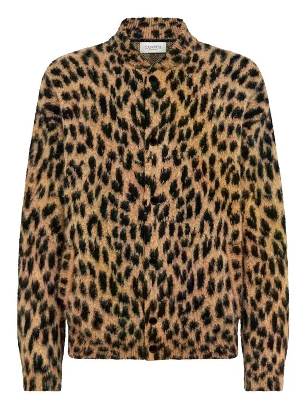 LANEUS Leopard-print Knitted Jacket - Brown