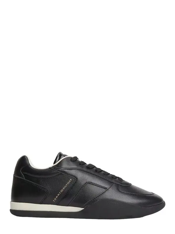 Tommy Hilfiger Logo-print Leather Sneakers - Black
