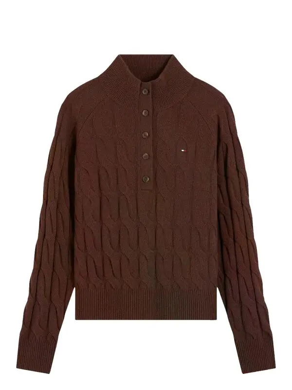 Tommy Hilfiger Cable-knit Button-up Sweater - Brown