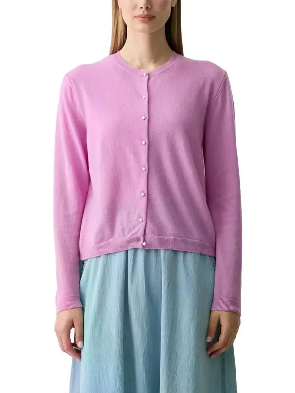 BENETTON Faux-pearl Button Cardigan - Pink