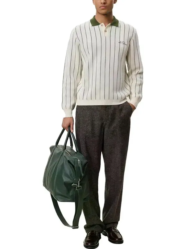 LES DEUX Pinstripe-pattern Polo Sweater - Neutrals