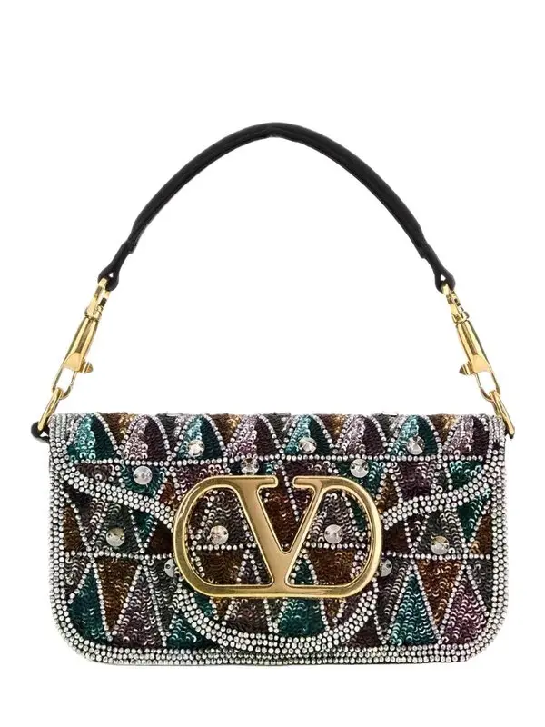 Valentino Garavani Locò Small Embroidered Shoulder Bag - Neutrals