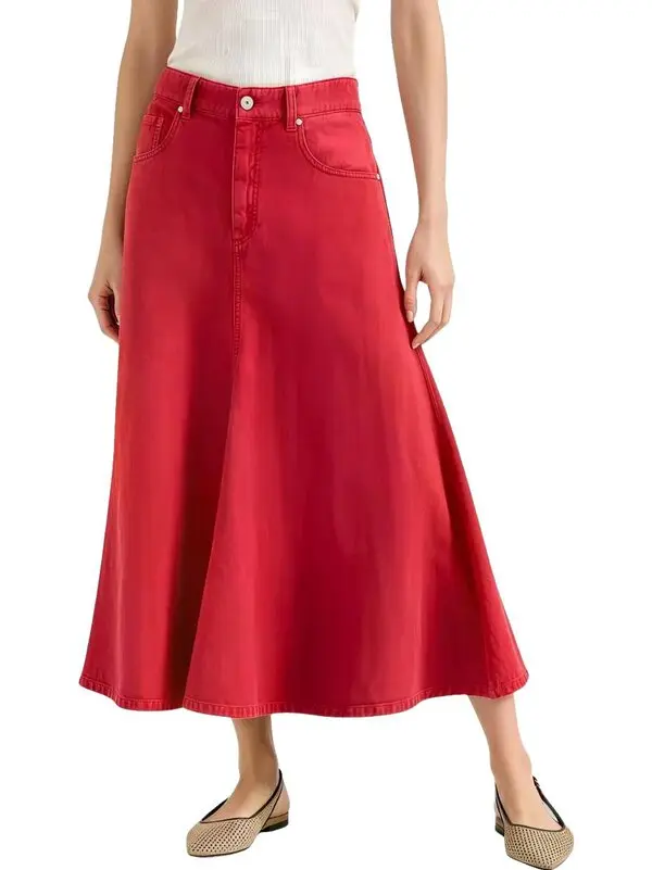 Brunello Cucinelli High-waisted A-line Midi Skirt - Red