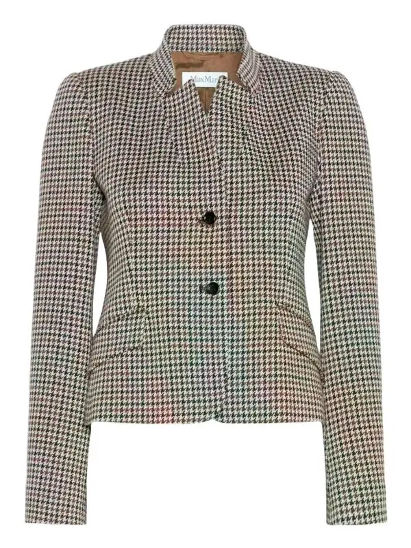 Max Mara Maguzze Slim Houndstooth Jersey Jacket Tobacco - Neutrals