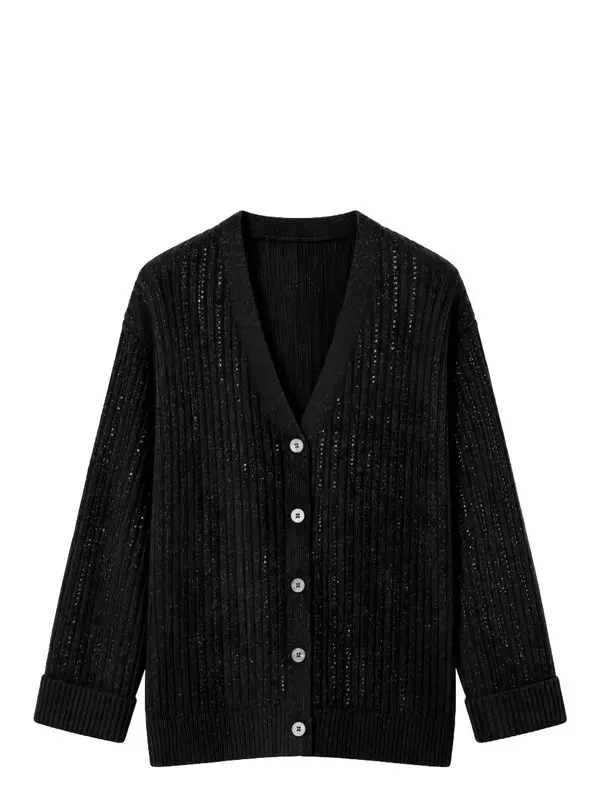 TWINSET Wool Blend Cardigan With Rhinestones - Black