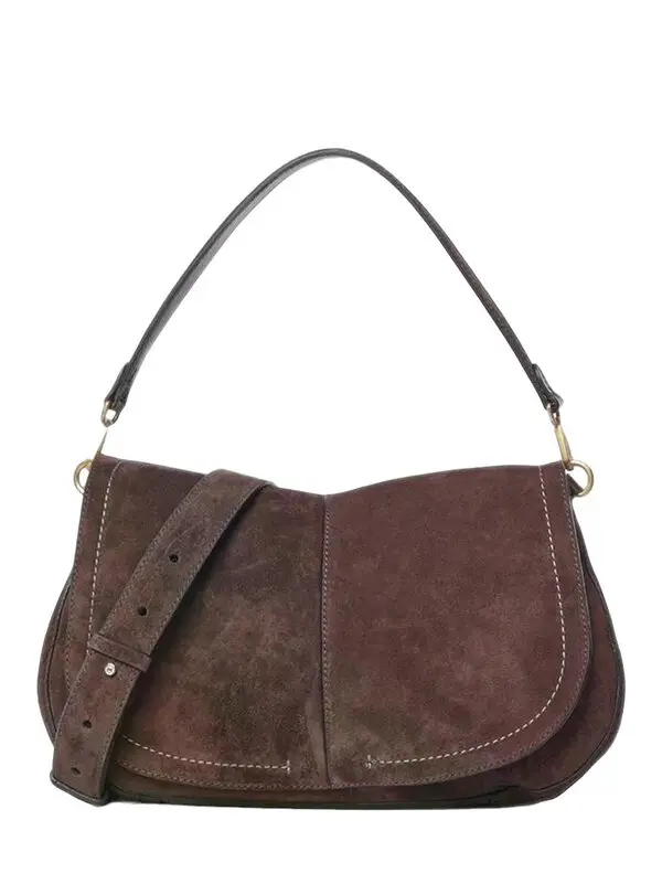 GIANNI CHIARINI Helena Suede-finish Panelled Shoulder Bag - Brown