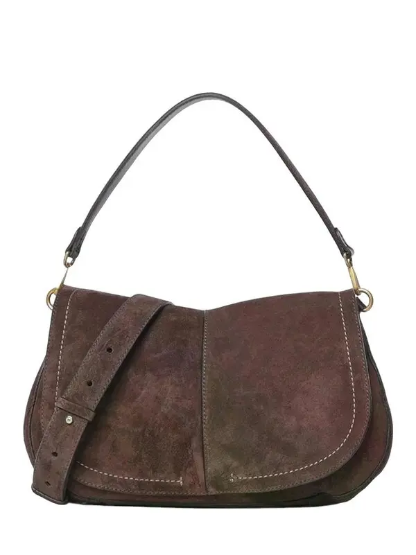 GIANNI CHIARINI Helena Suede-finish Panelled Shoulder Bag - Brown