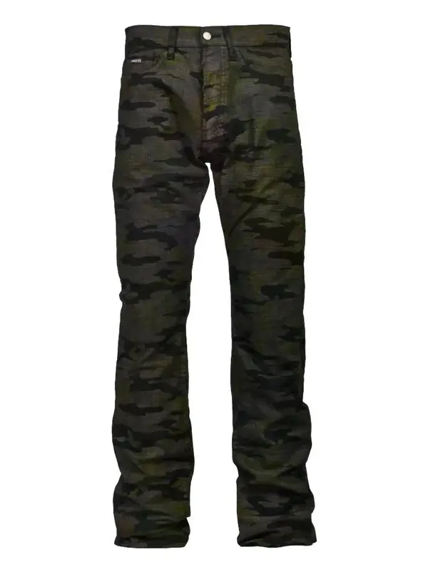 LIFEISWAR Camouflage-print Straight-leg Trousers - Grey
