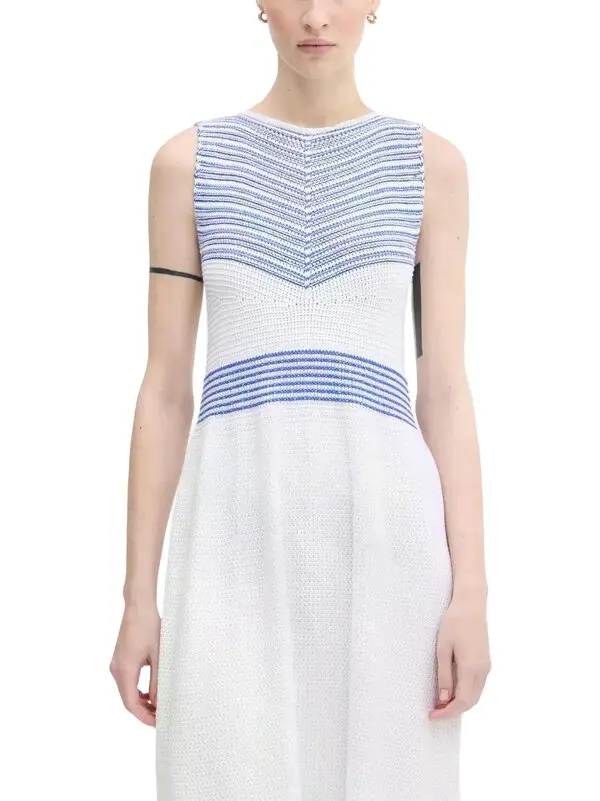 BENETTON Chevron-knit Sleeveless Midi Dress - White
