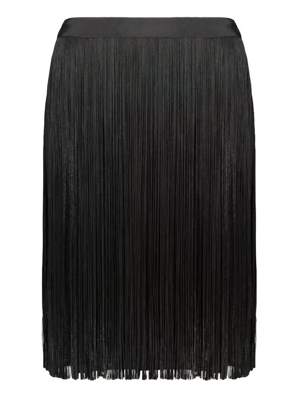 Alberta Ferretti Skirt With Dynamic Elegant Fringes - Black