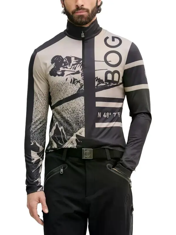 Bogner Verti Graphic-print Half-zip Ski Top - Neutrals