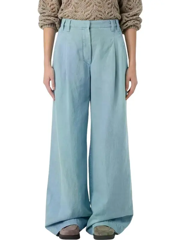 Brunello Cucinelli Pleated Wide-leg Trousers - Blue