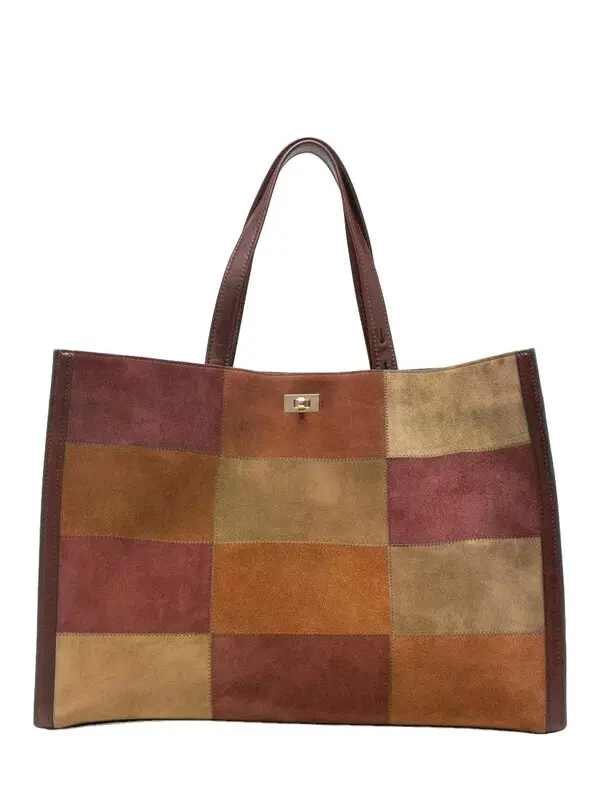 ANYA HINDMARCH Mortimer Patchwork Suede Tote Bag - Brown
