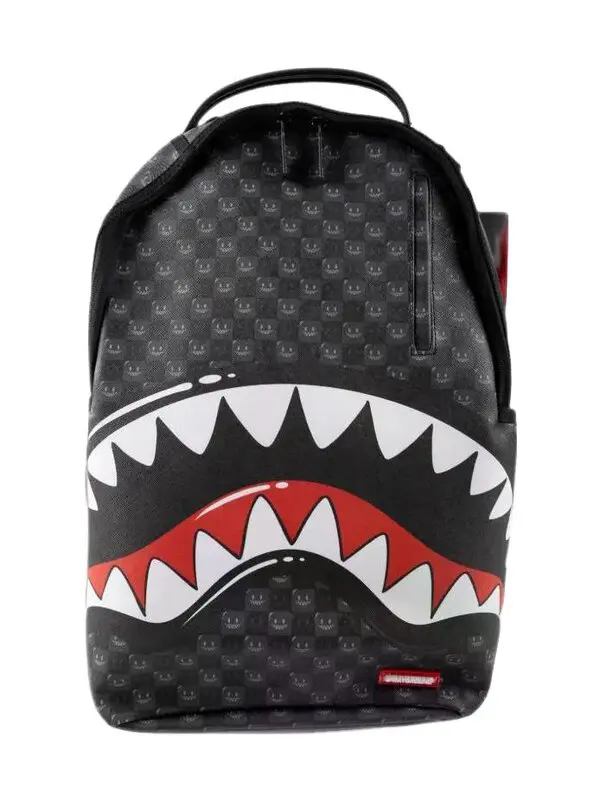 SPRAYGROUND Shark-mouth Checkerboard-print Backpack - Black