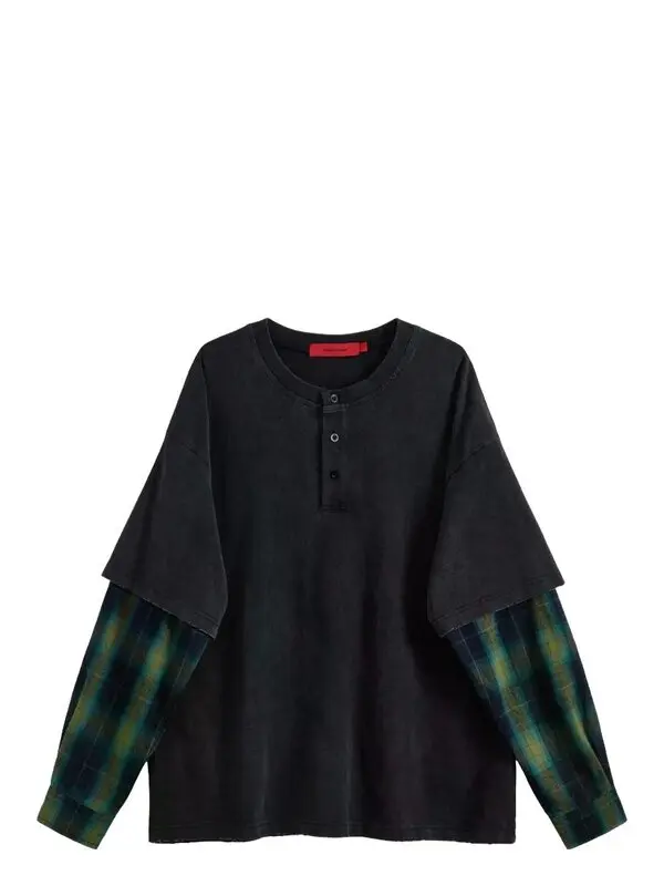 ACUPUNCTURE 1993 Layered-sleeve Cotton T-shirt - Black