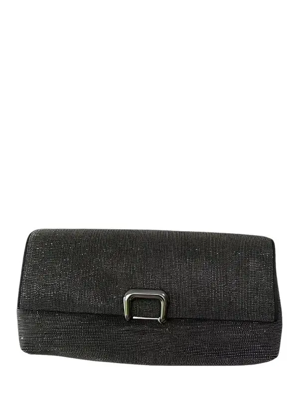 Brunello Cucinelli Monili-embellished Leather-trim Clutch Bag - Black