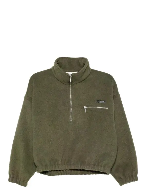 SONG FOR THE MUTE Half-zip Chest-pocket Sweater - Green