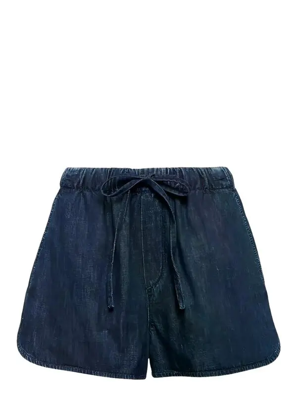Valentino Garavani Vlogo Chambray Wool Mini Shorts - Blue