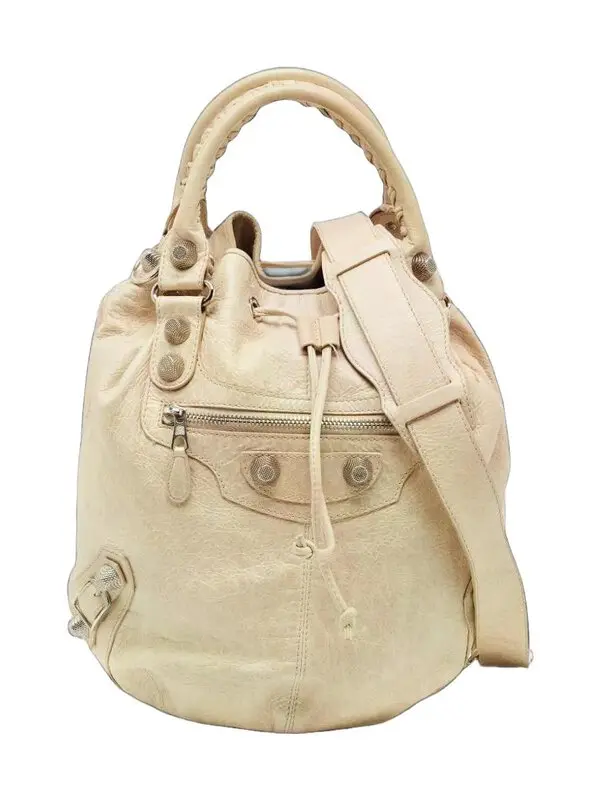 Balenciaga Giant Brogue Pompon Bucket Bag - Neutrals