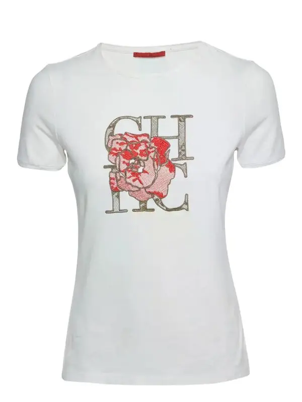 Carolina Herrera Floral Logo-embroidered T-shirt - White