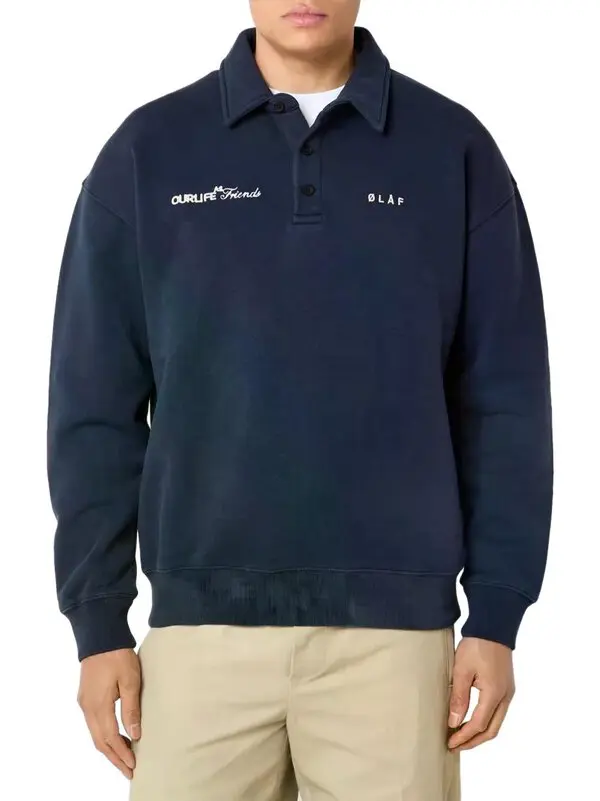 OLAF Logo-embroidered Polo Sweater - Blue