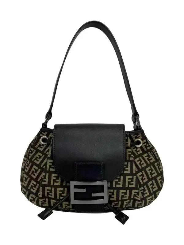 Fendi 2010-2026 Zucchino Canvas Drawstring Shoulder Bag - Brown