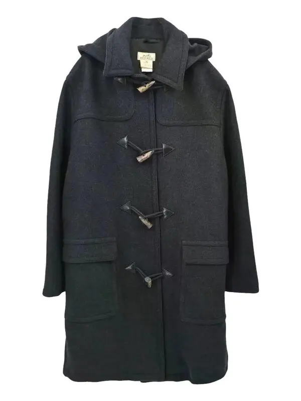 Hermès Hooded Toggle-fastening Coat - Grey