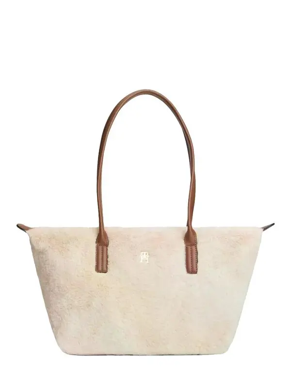 Tommy Hilfiger Faux-fur Logo-plaque Tote Bag - Neutrals