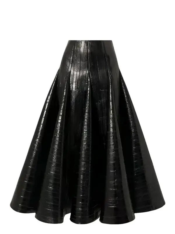 Valentino Garavani Crocodile-effect A-line Skirt - Black
