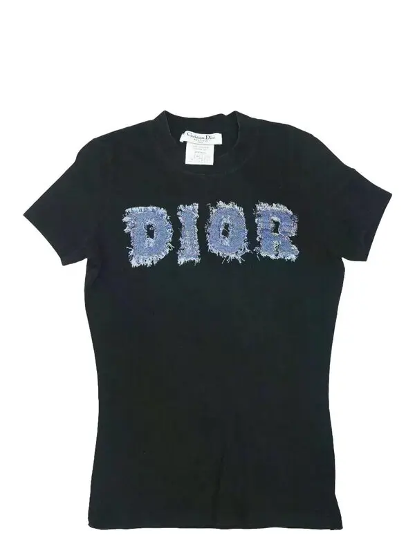 Dior 2002 Denim-print Short-sleeve T-shirt - Black