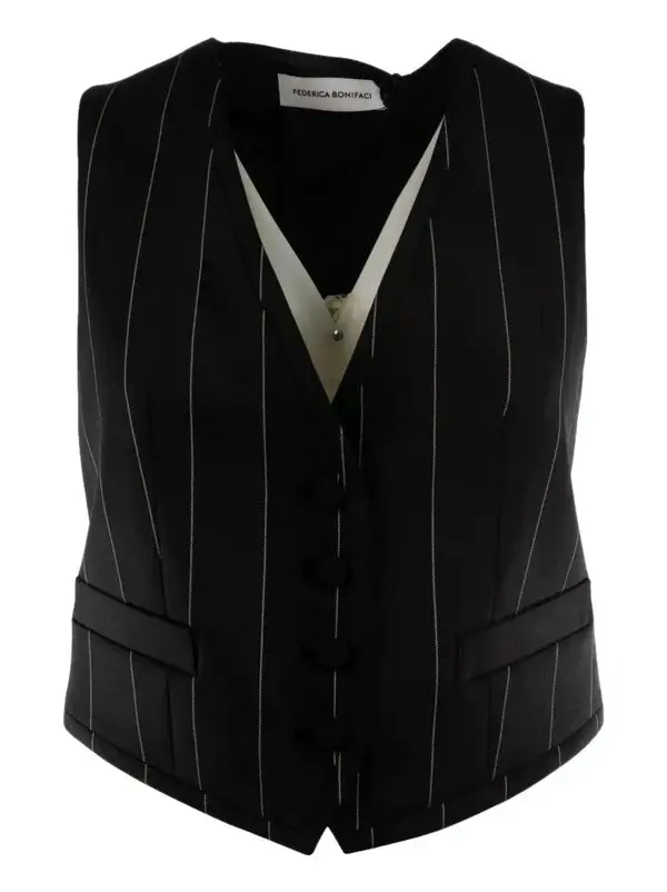 FEDERICA BONIFACI Pinstripe-pattern Waistcoat - Black