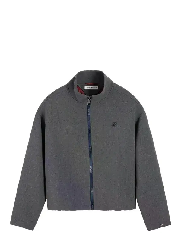 Tommy Hilfiger Logo-embroidered High-neck Jacket - Grey