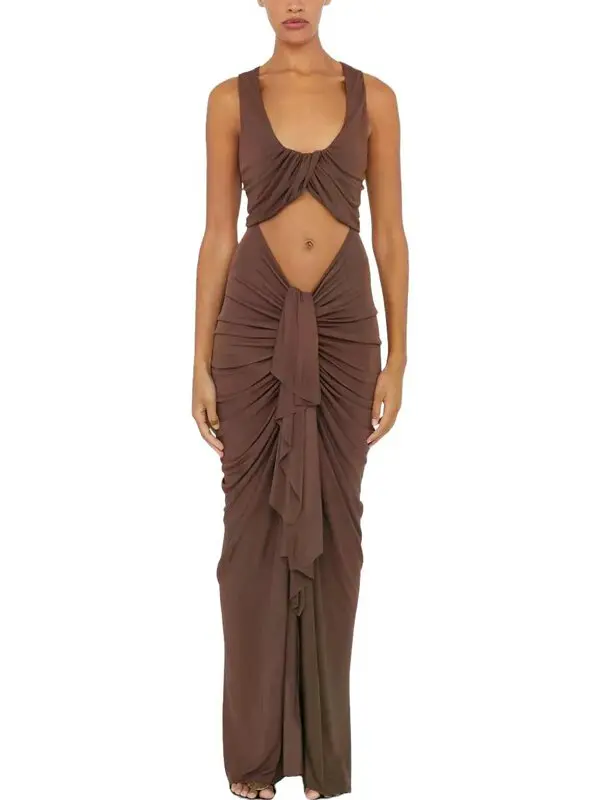 Christopher Esber Vivenda Draped Cut-out Maxi Dress - Brown