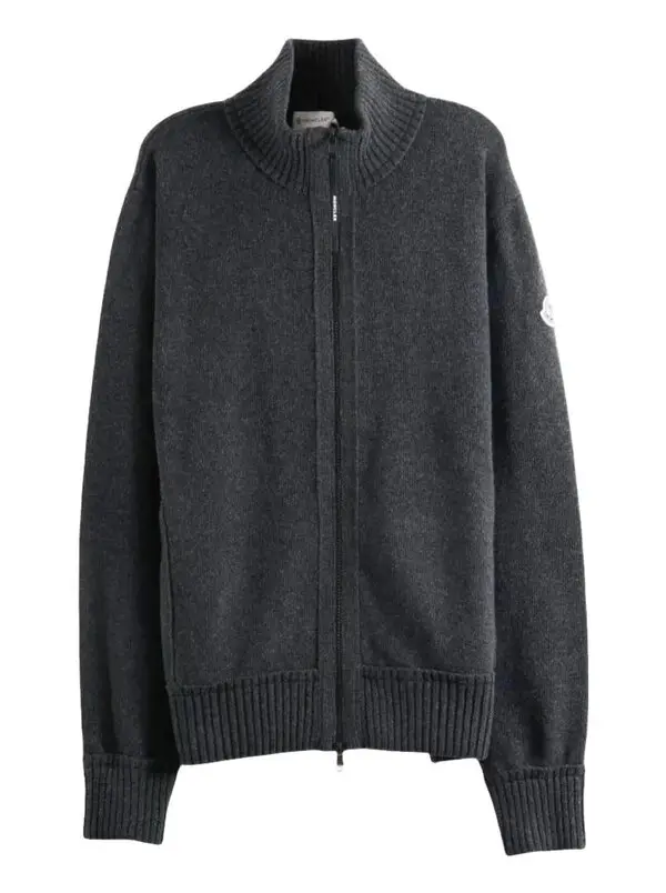 Moncler Logo-patch Zip-up Cardigan - Grey