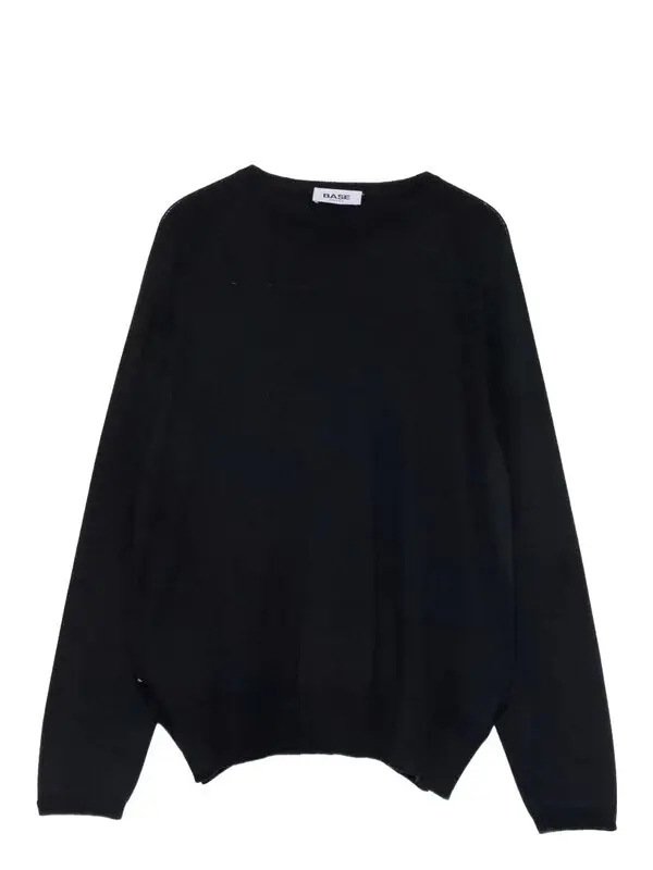 BASE Raglan-sleeve Side-slit Sweater - Blue