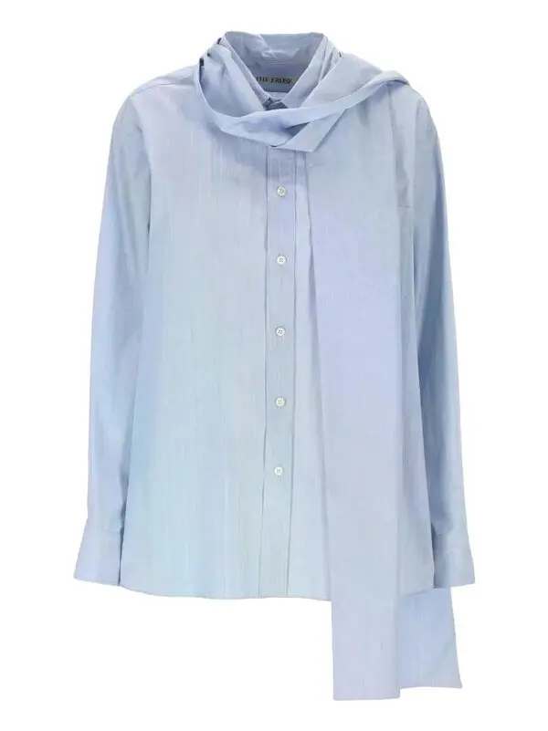 THE EROSE Salvador Scarf-detail Shirt - Blue
