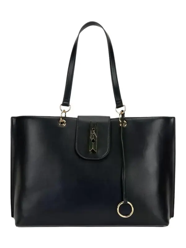 Moschino Logo-plaque Metallic-ring Tote Bag - Black