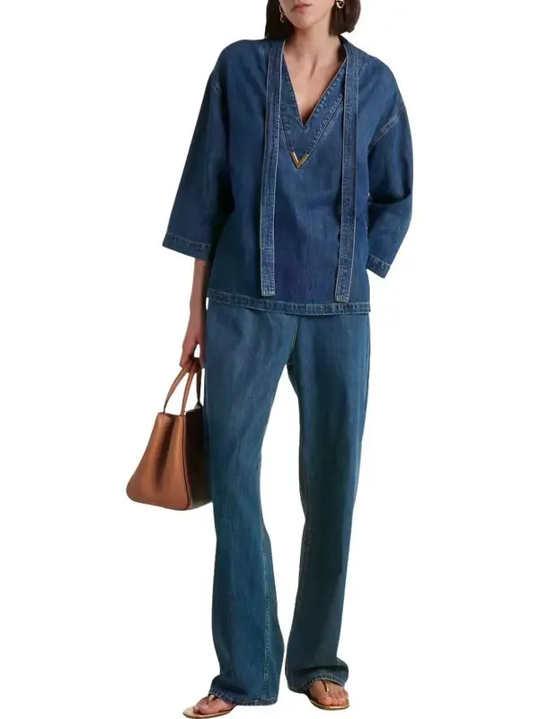 Valentino Garavani Logo-patch Jeans - Blue
