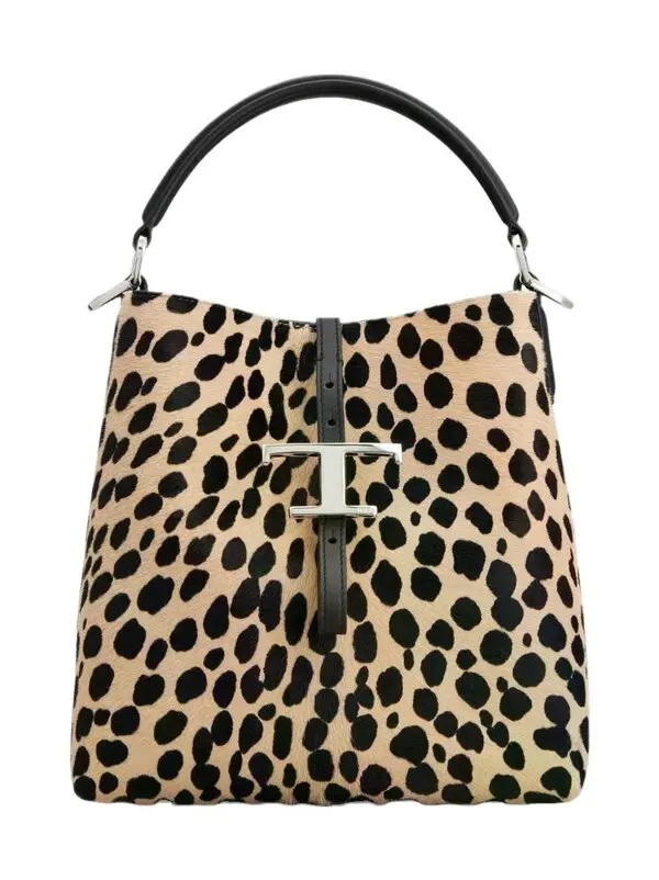 TOD'S T Timeless Leopard-print Bucket Bag - Neutrals