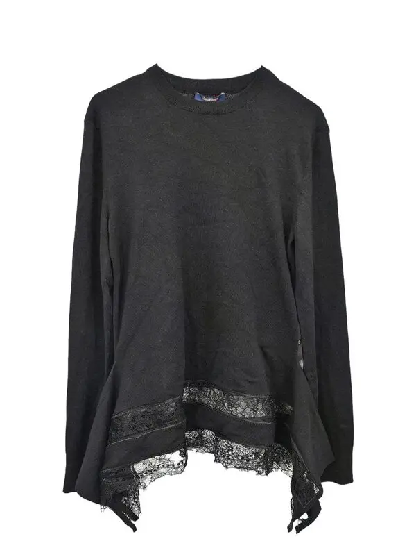 LOUIS VUITTON 2018 Lace-trim Sweater - Black