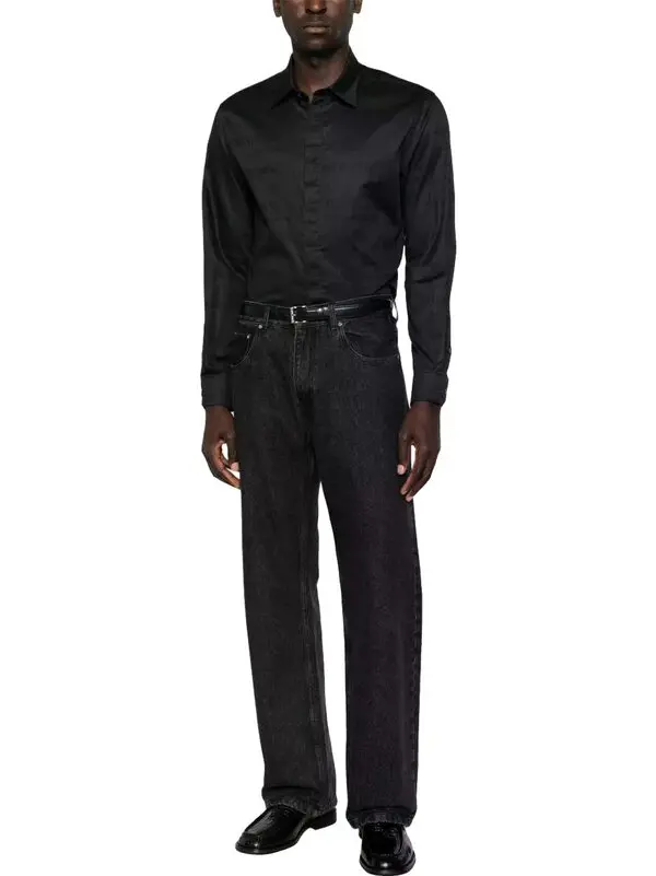 Emporio Armani Logo-jacquard Long-sleeve Shirt - Black