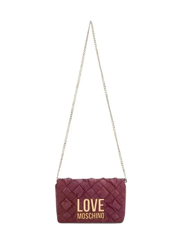 Moschino Quilted Logo-plaque Shoulder Bag - Red